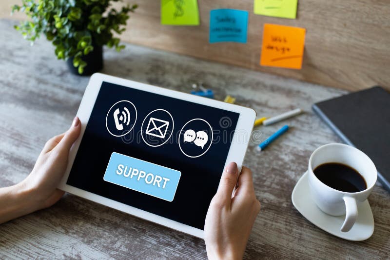 Technical Support Icons on Screen. Call To Help Center Stock Image ...