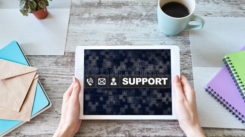 Technical Support Icons on Screen. Call To Help Center Stock Image ...