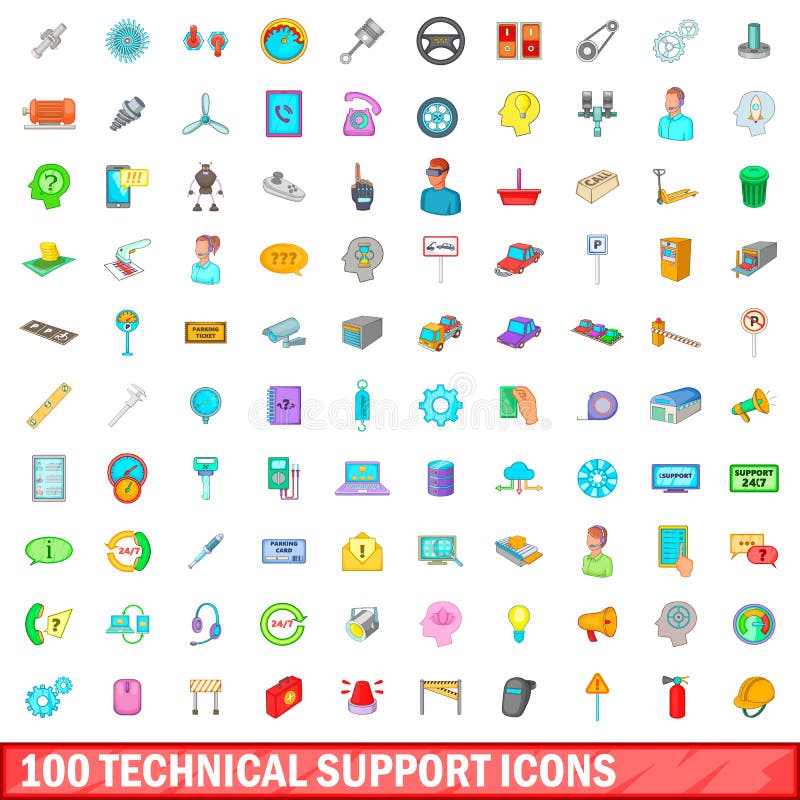 100 Support Icons Set, Outline Style Stock Vector - Illustration of ...