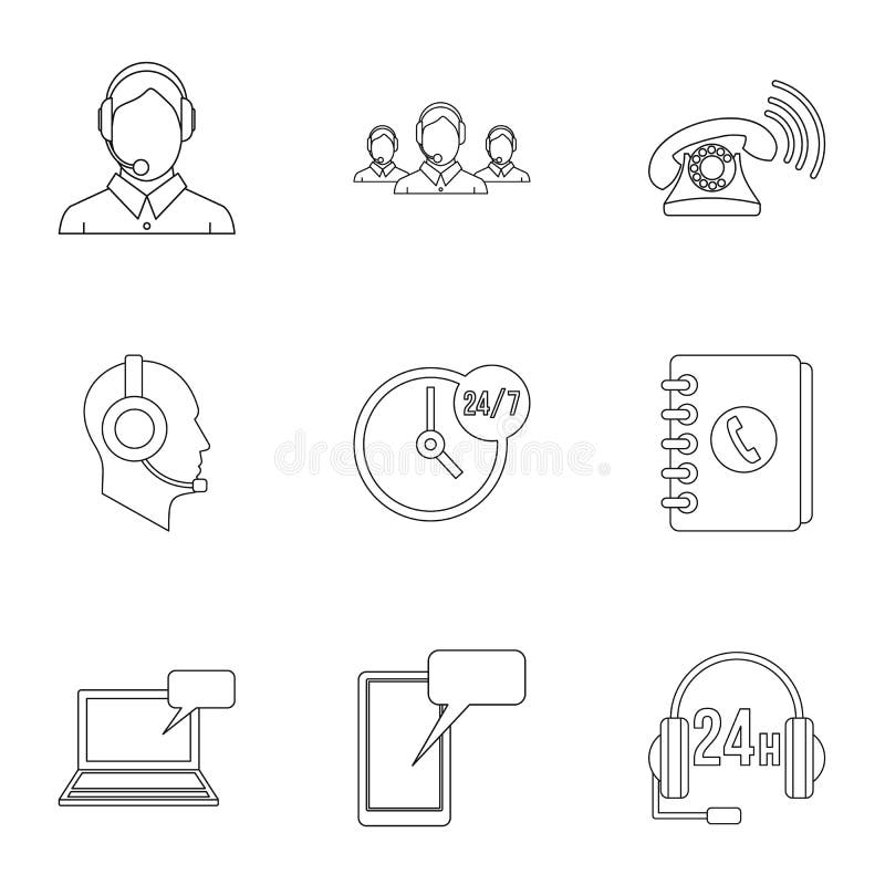 Technical Support Icons Set, Outline Style Stock Vector - Illustration ...