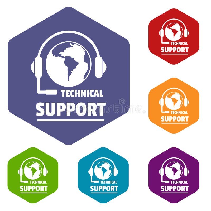 Technical Support Icons Vector Hexahedron Stock Vector - Illustration ...