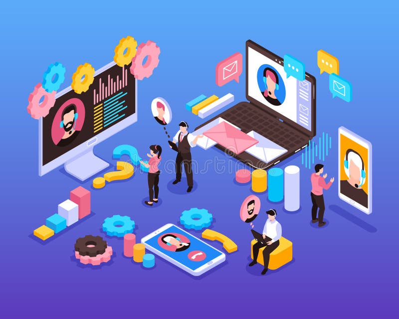 Technical Support Isometric Composition Stock Vector - Illustration of ...