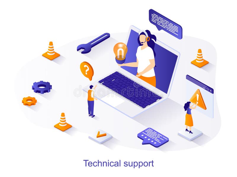Technical Support Concept with People Scene in Flat Cartoon Design ...