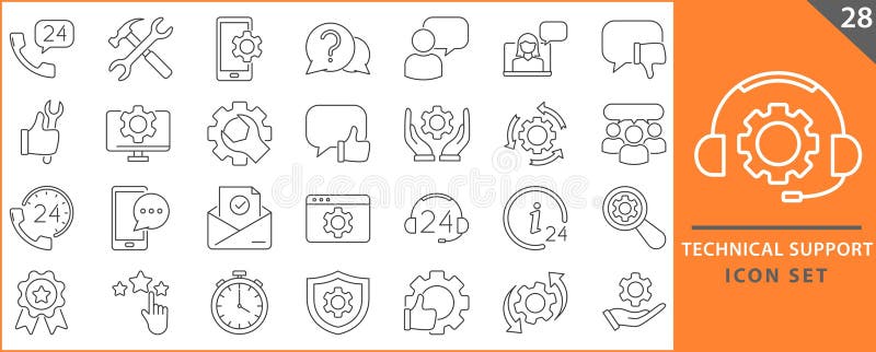 Technical Support icon set stock vector. Illustration of service ...
