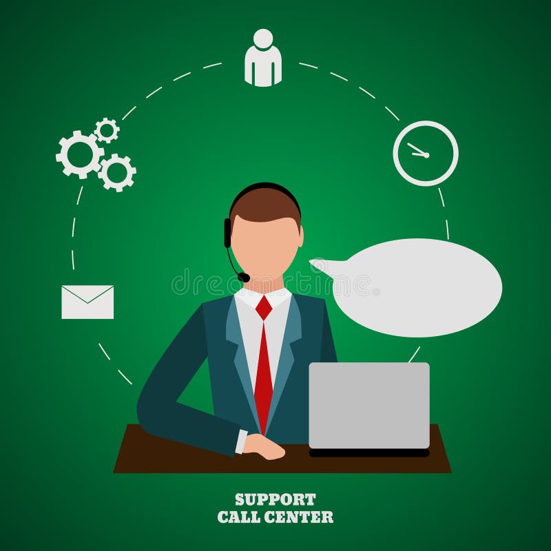 Technical Support Man Operator Flat Icon Eps 10 Stock Vector ...