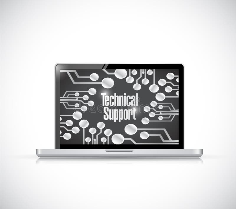 Computer Support Sign 3d Text and Laptop Stock Illustration ...