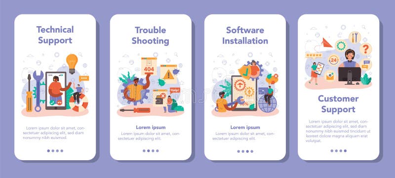 Technical Support Mobile Application Banner Set. Consultant Help Stock ...