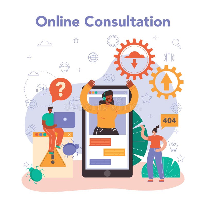 Technical Support Online Service or Platform. Consultant Help Stock ...