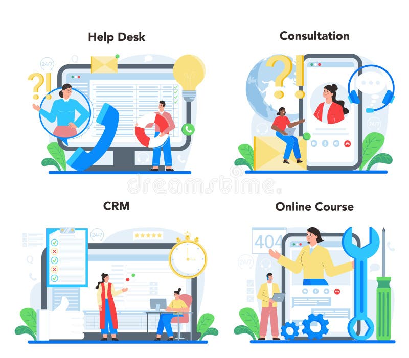 Technical Support Online Service or Platform Set. Idea of Customer ...