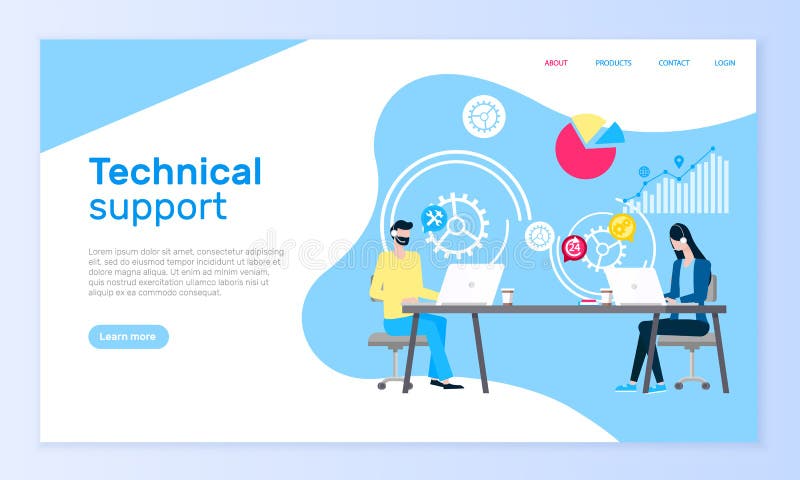Technical Support Online Web Page, Operators Aid Stock Vector ...