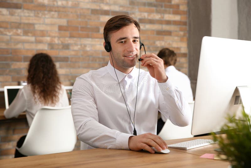 Technical Support Operator with Headset Stock Image - Image of helpline ...