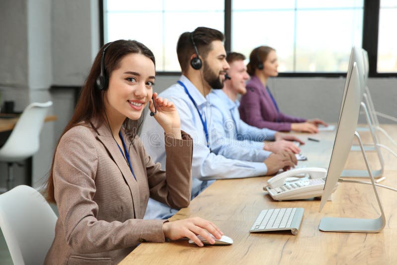 Technical Support Operator Working with Colleagues Stock Photo - Image ...
