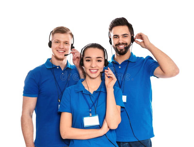 Technical Support Operators with Headsets Stock Photo - Image of line ...