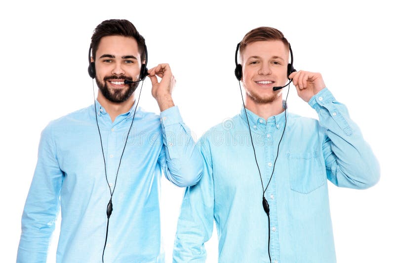 Technical Support Operators with Headsets on White Stock Photo - Image ...