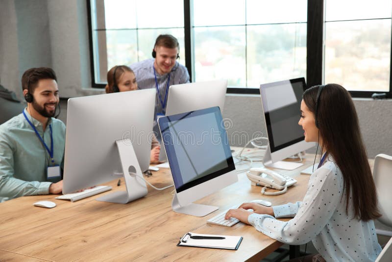 Technical Support Operators Working in Office Stock Image - Image of ...