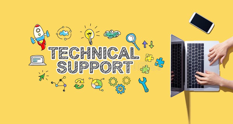 Technical Support with Person Working with Laptop Stock Photo - Image ...