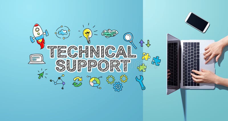 Technical Support with Person Working with Laptop Stock Photo - Image ...