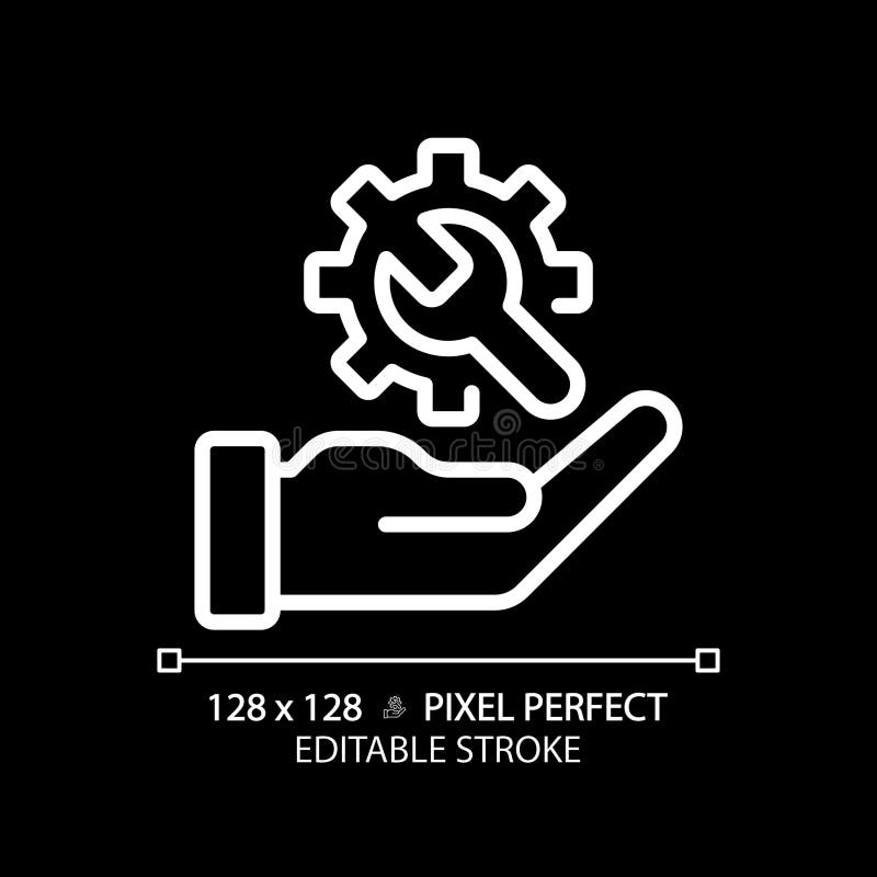 Technical Support Pixel Perfect White Linear Icon for Dark Theme Stock ...