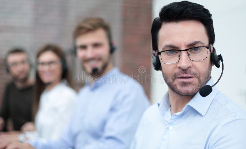 Technical Support Specialist On The Background Of Colleagues Stock ...