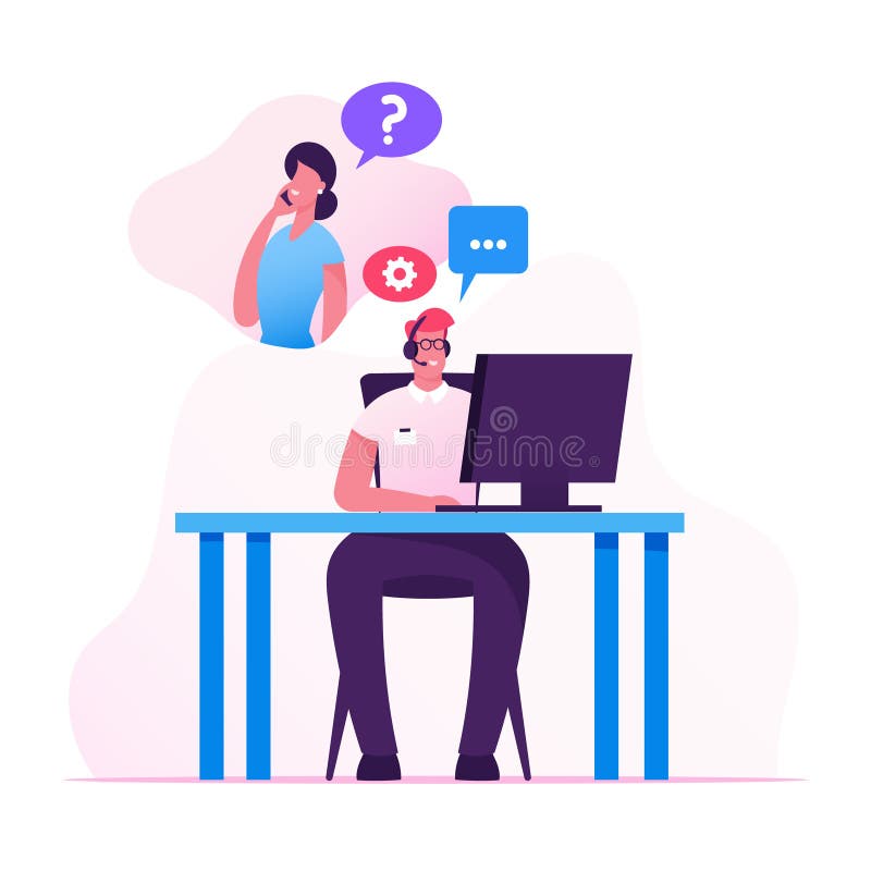 Technical Support Specialist Solve Client Problems Online. Hotline Call ...