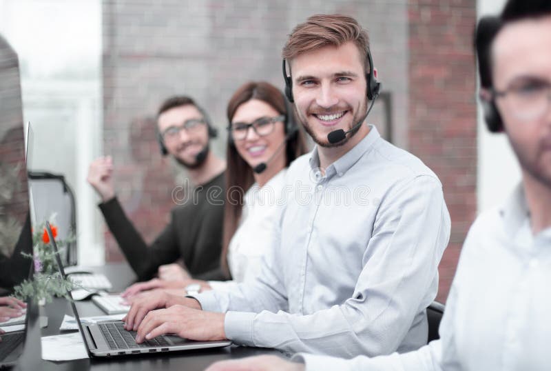 Technical Support Specialist On The Background Of Colleagues Stock ...