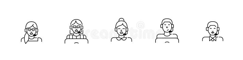 Technical Support Staff Icons Set. Help Desk Workers Working with ...
