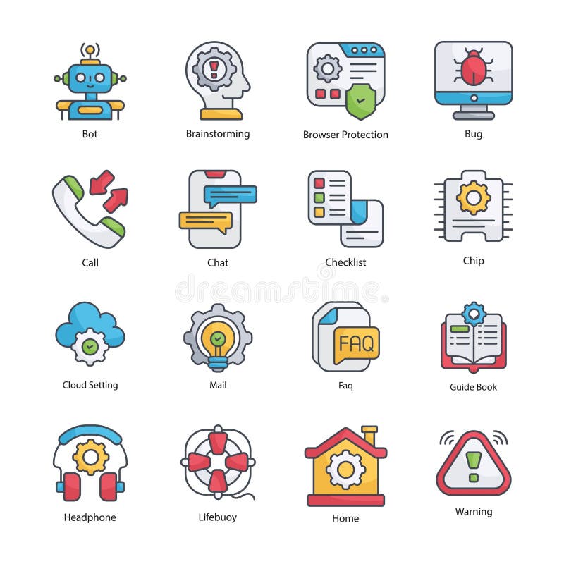 Technical Support Vector Fill Outline Icon Design Illustration ...