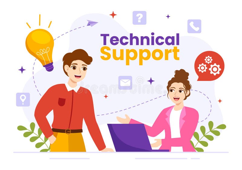 Technical Support System Vector Illustration with Software Development ...