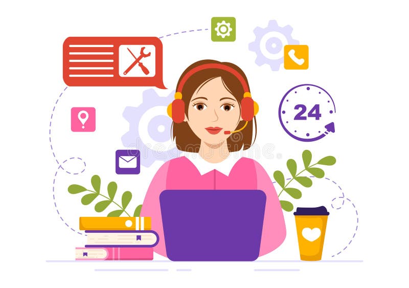 Technical Support System Vector Illustration with Software Development ...