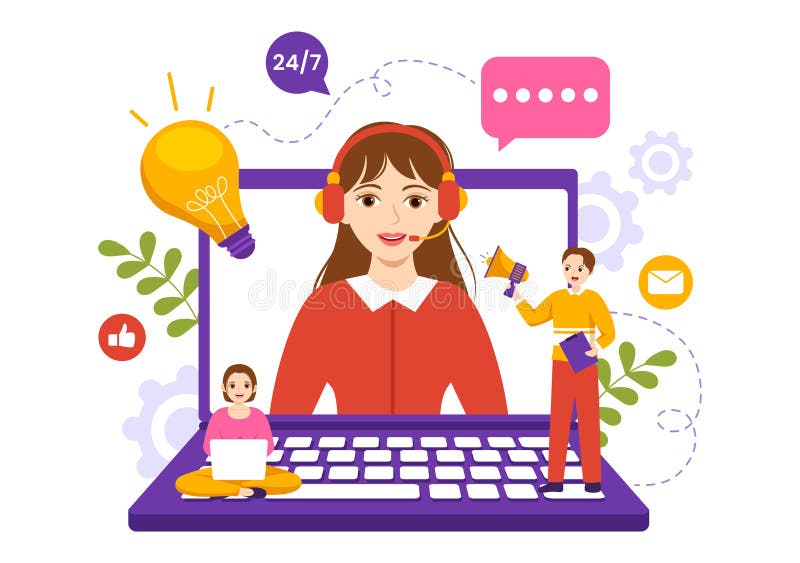 Technical Support System Vector Illustration with Software Development ...