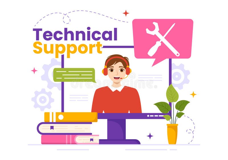 Technical Support System Vector Illustration with Software Development ...