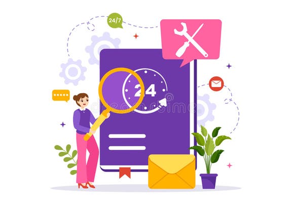 Technical Support System Vector Illustration with Software Development ...