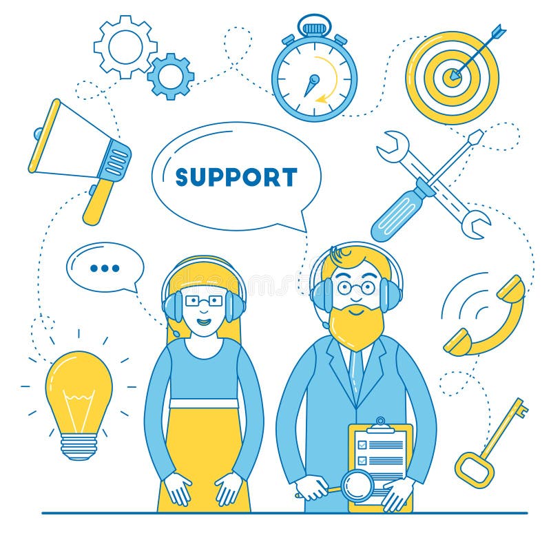 Technical support team stock vector. Illustration of earphones - 85632115