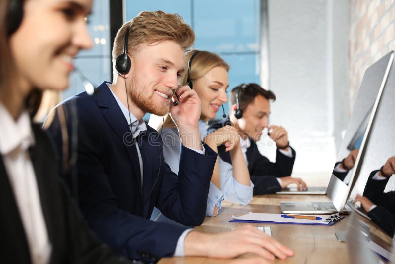 Technical Support Team Working Stock Image - Image of center, headset ...