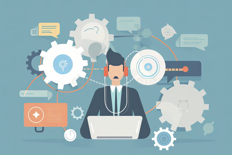 Technical Support Template Concept Flat Design Icon. Hotline Stock ...