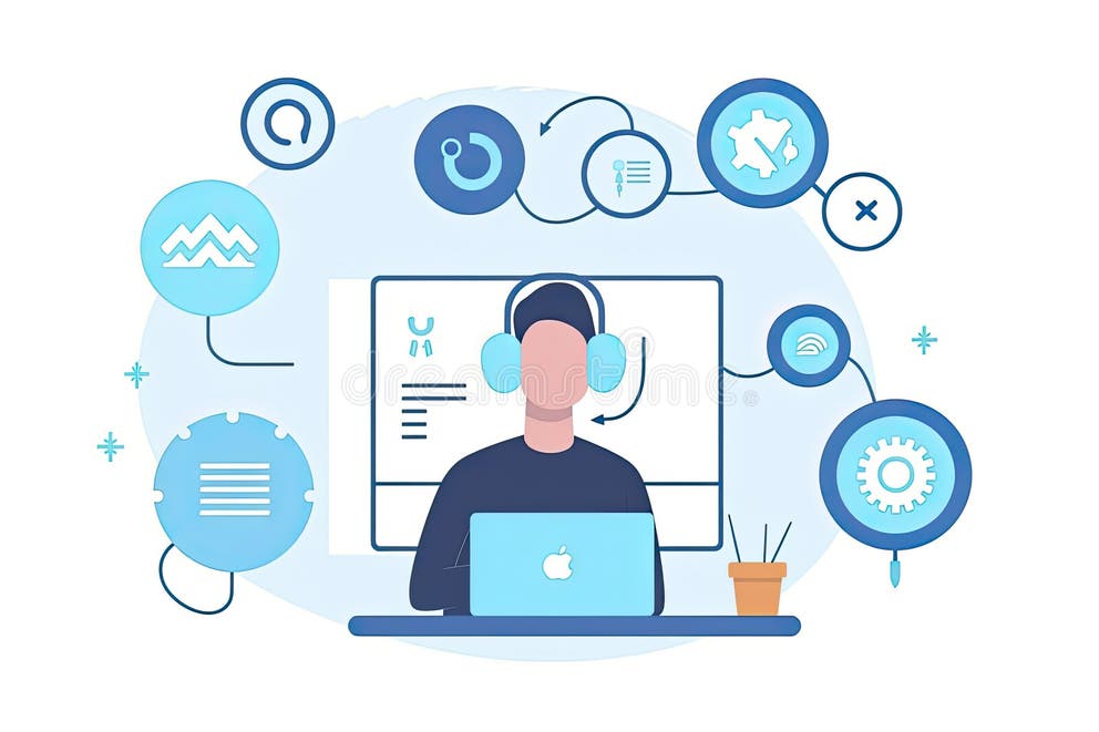 Technical Support Template Concept Flat Design Icon. Hotline Stock ...