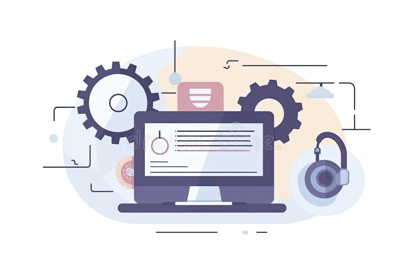 Technical Support Template Concept Flat Design Icon. Hotline Stock ...