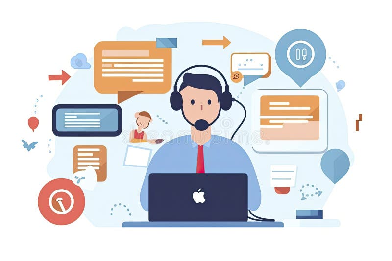 Technical Support Template Concept Flat Design Icon. Hotline Stock ...