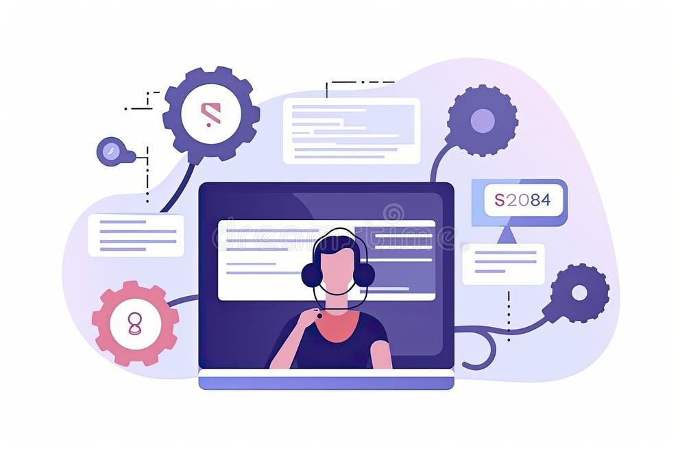 Technical Support Template Concept Flat Design Icon. Hotline Stock ...