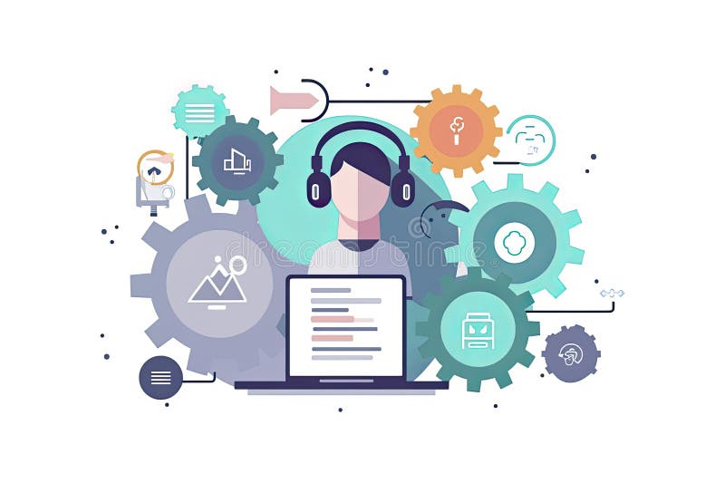 Technical Support Template Concept Flat Design Icon. Hotline Stock ...