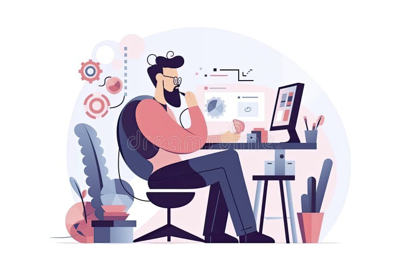 Technical Support Template Concept Flat Design Icon. Hotline. Online ...