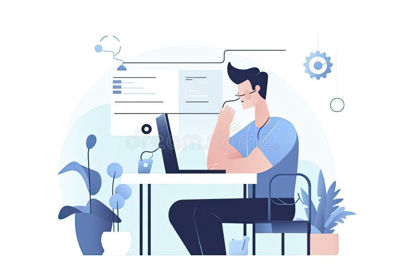 Technical Support Template Concept Flat Design Icon. Hotline. Online ...