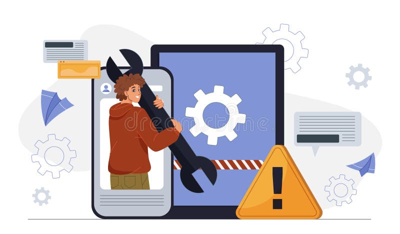 Technical Support Tools Concept Scene. Vector Illustration Stock ...