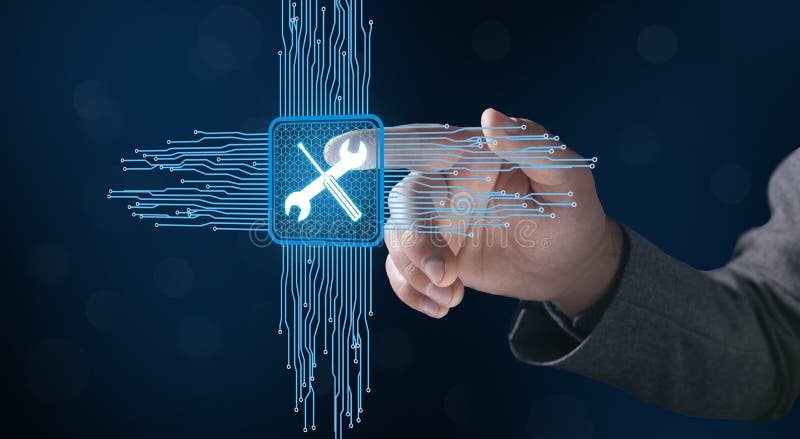 Technical Support Tools in the Motherboard on a Virtual Screen Stock ...