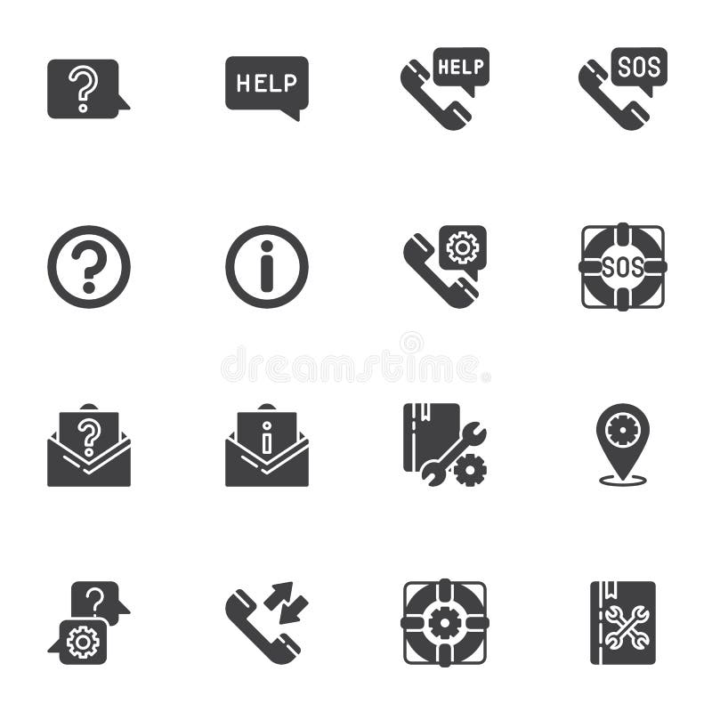 Technical Support Vector Icons Set Stock Vector - Illustration of ...