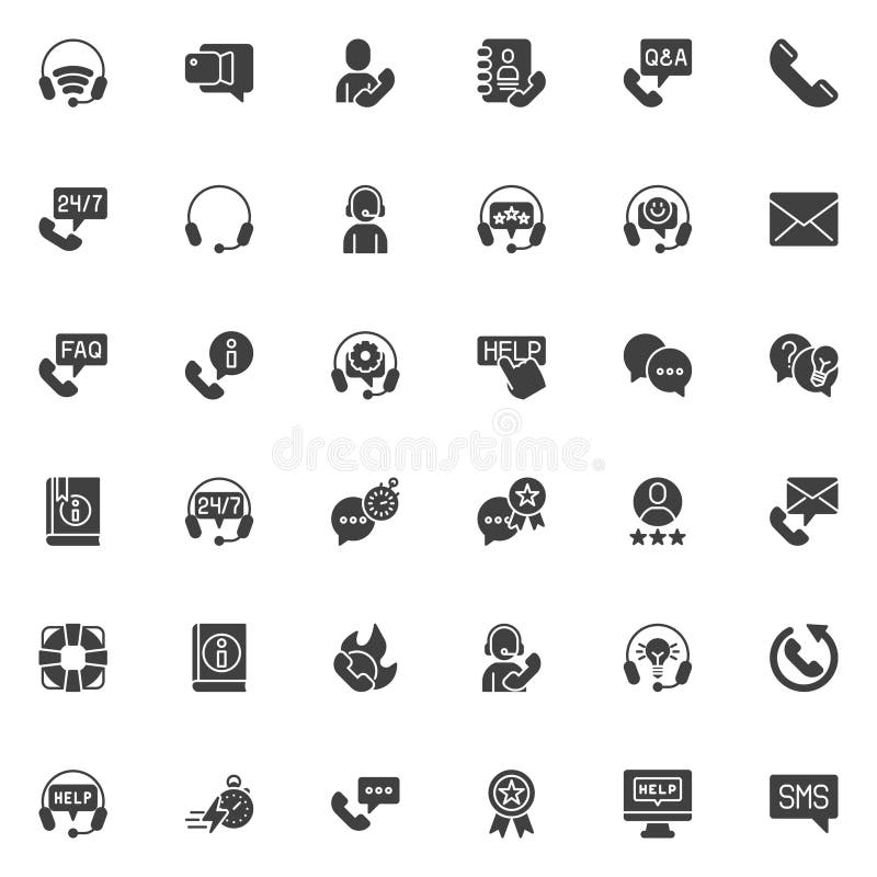 Technical Support Vector Icons Set Stock Vector - Illustration of ...