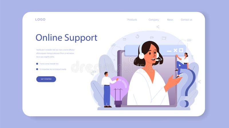 Technical Support Web Banner or Landing Page. Idea of Customer Stock ...