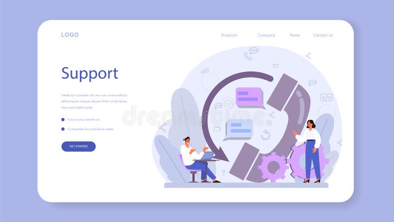 Technical Support Web Banner or Landing Page. Idea of Customer Stock ...
