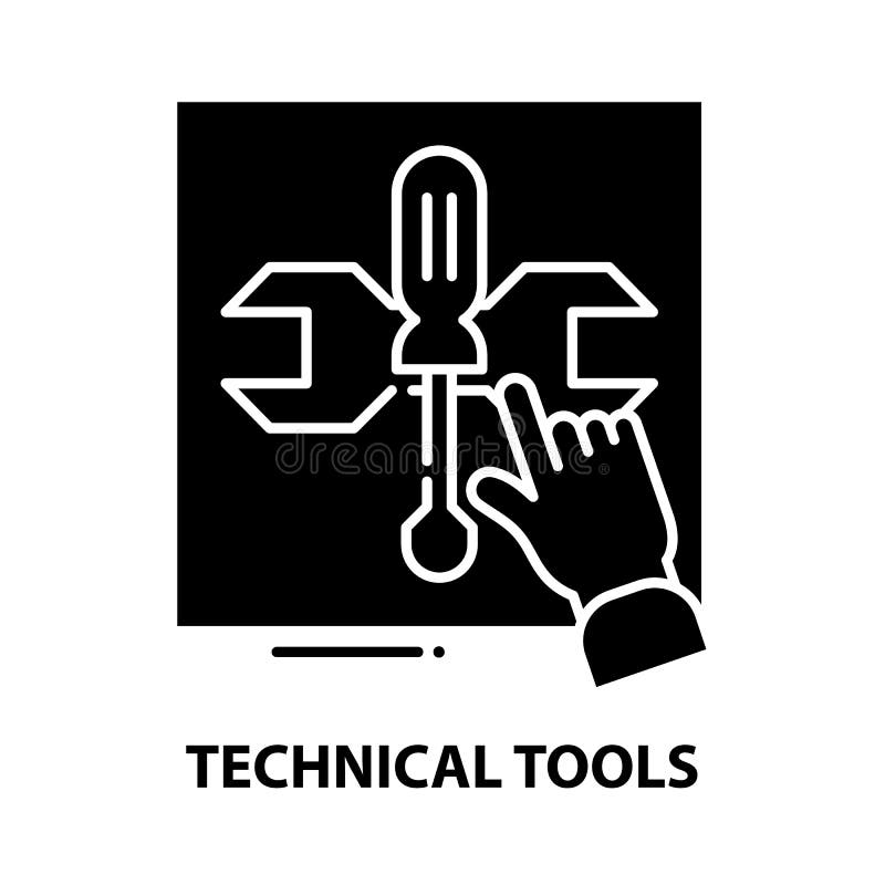 Technical Tools Icon, Black Vector Sign with Editable Strokes, Concept ...