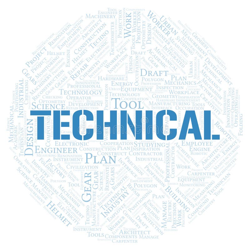Technical Typography Word Cloud Create with the Text only Stock ...